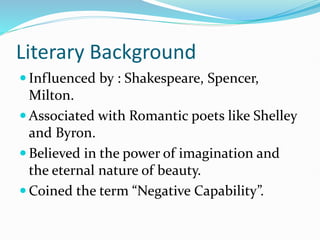John Keats introduction and list of his important works | PDF