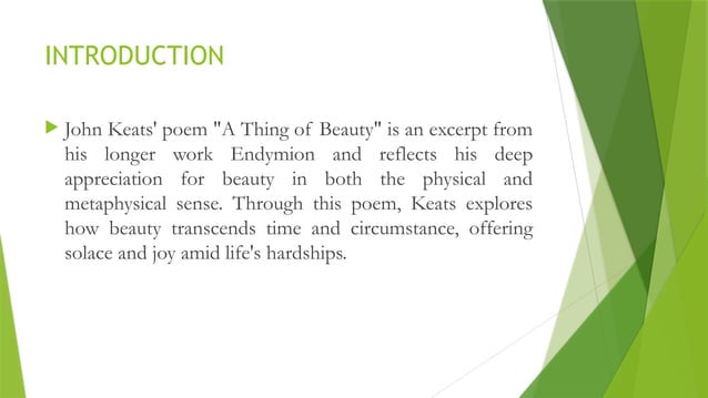 JOHN KEATS’ NATURE POEM, 'A THING OF BEAUTY' | PPTX