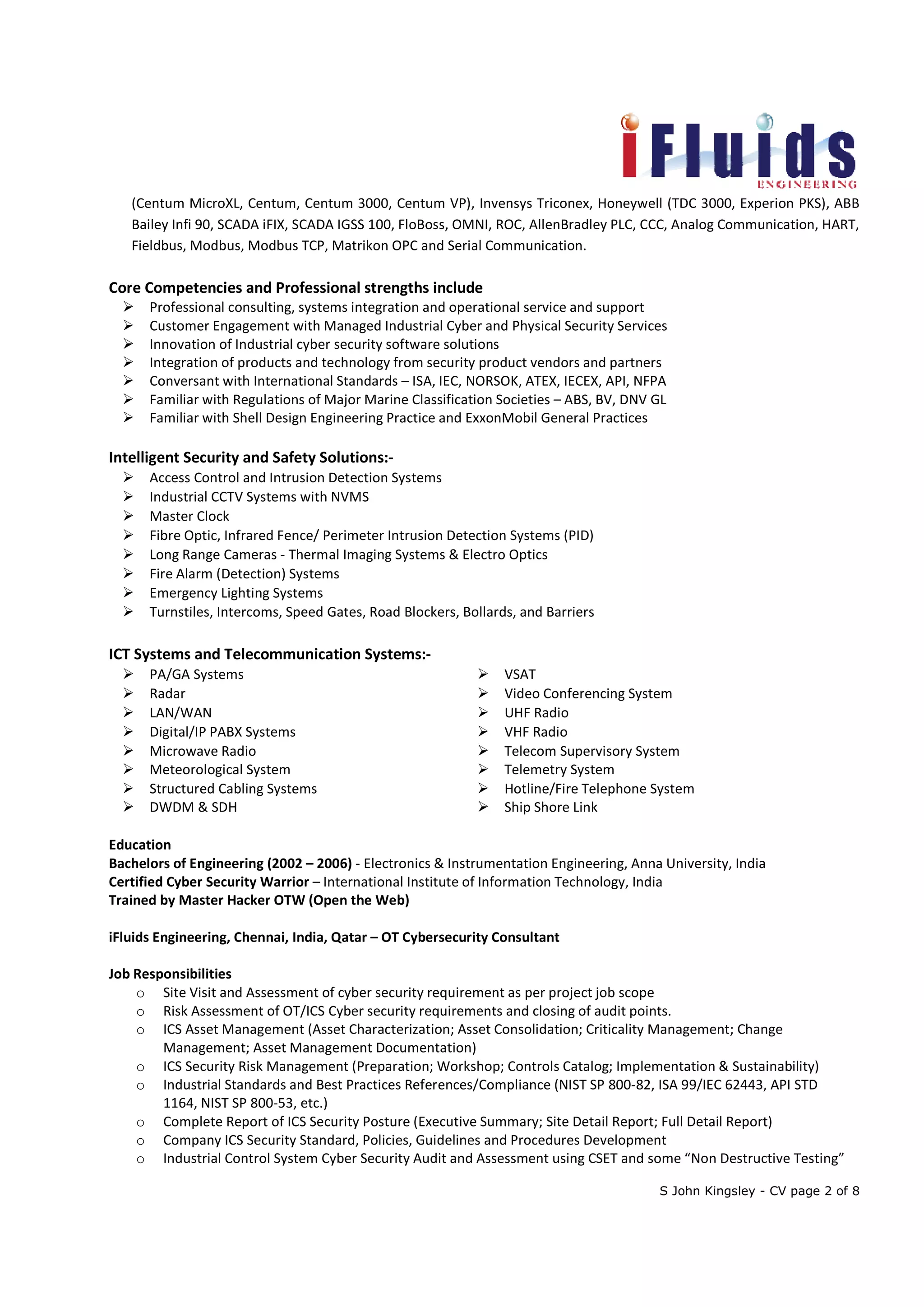 John kingsley OT ICS SCADA Cyber security consultant | PDF