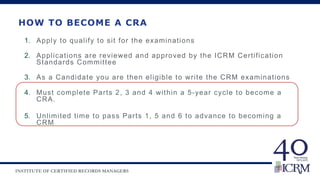 John Krysa, ICRM - #InfoGov17 - ICRM Certification Overview | PDF