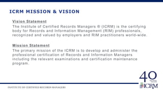 John Krysa, ICRM - #InfoGov17 - ICRM Certification Overview | PDF