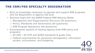John Krysa, ICRM - #InfoGov17 - ICRM Certification Overview | PDF