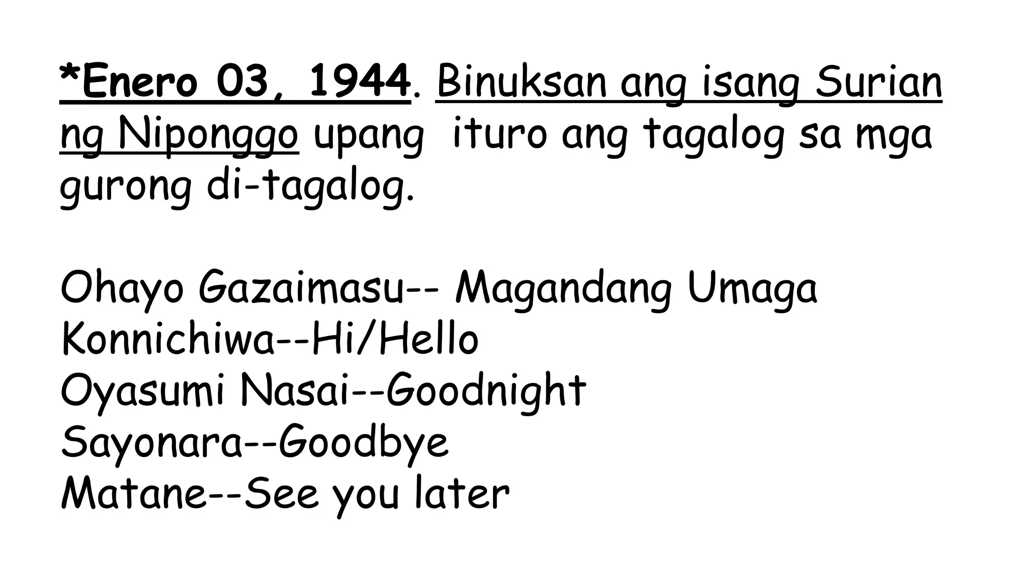 john las3b Kasaysayan ng Wikang Pambansa sa panahon ng Hapon at ...