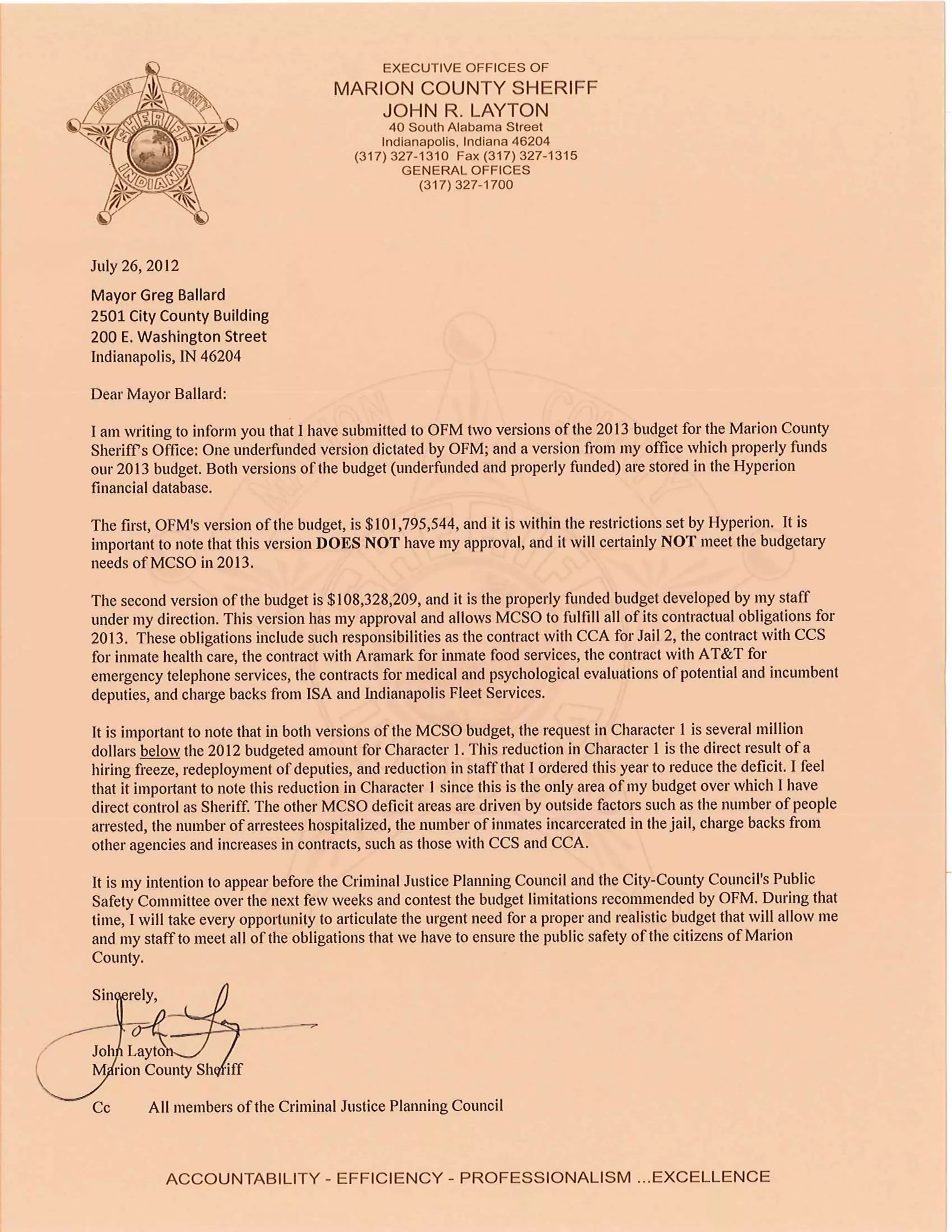 John Layton Budget Request Letter | PDF