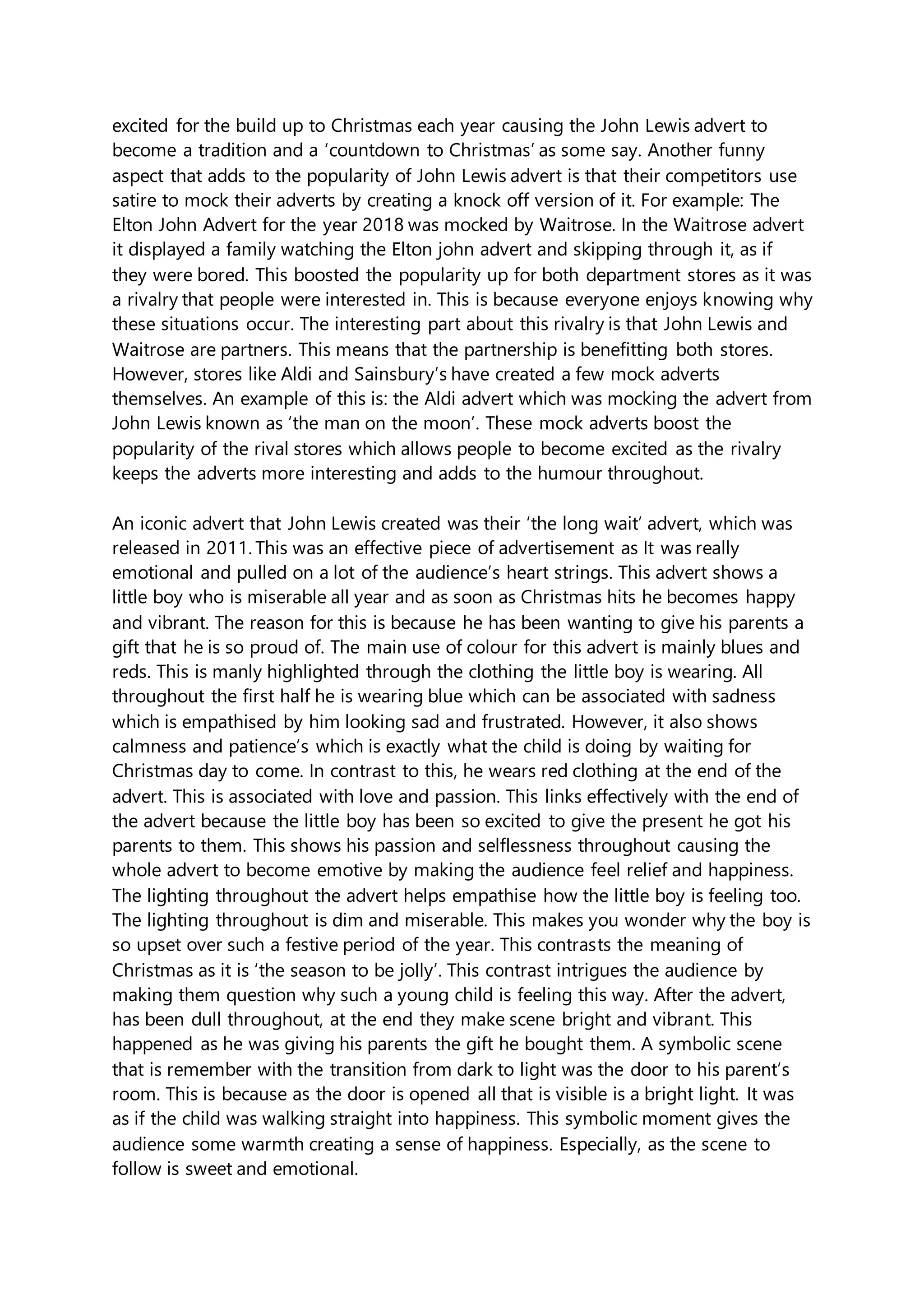 John lewis advert theory | DOCX | Music | Entertainment