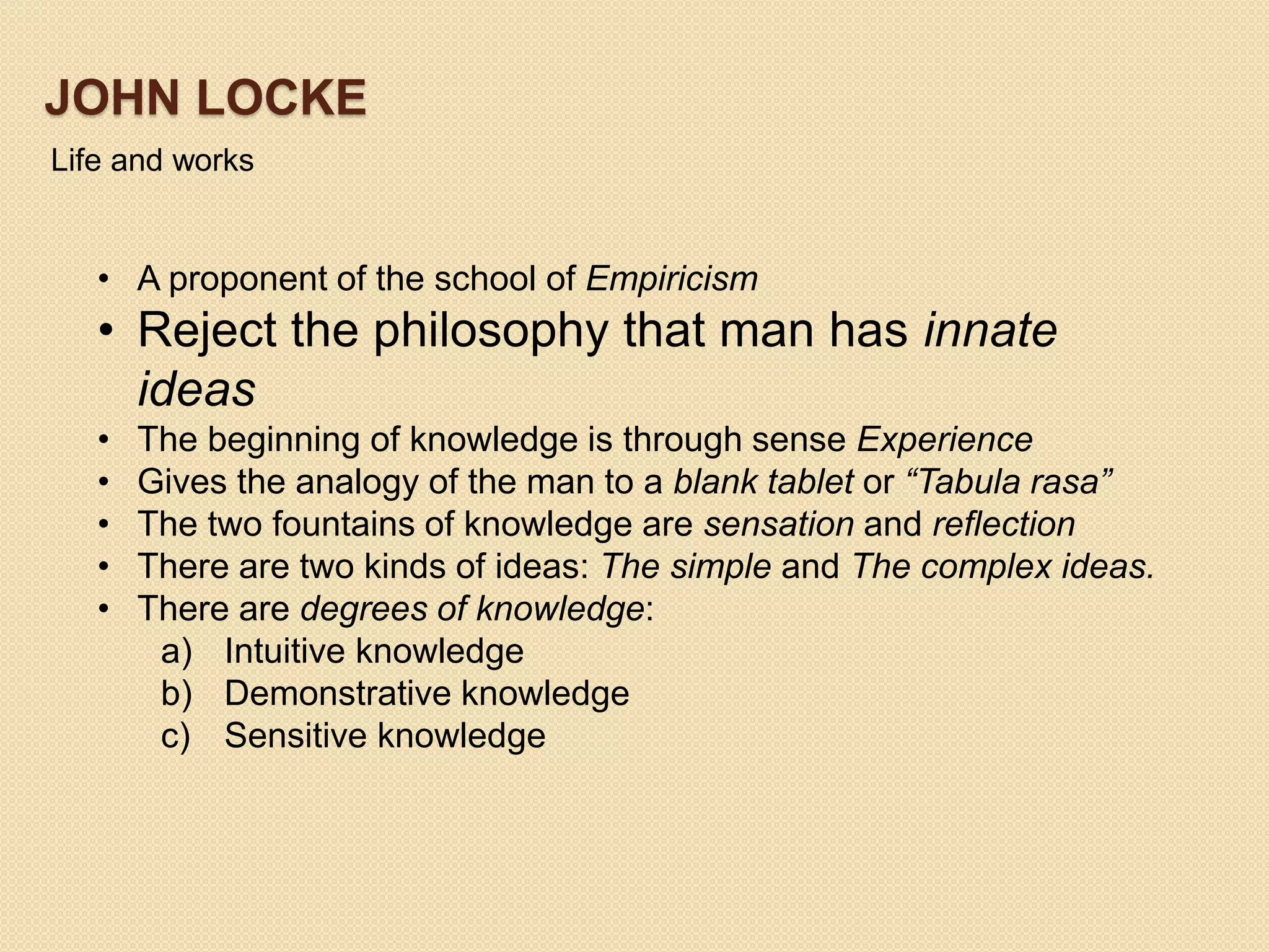 John Locke philosophy of man | PPTX