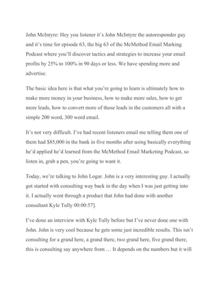 John Logar Interview On Creating Massive Wealth As A Consultant | PDF