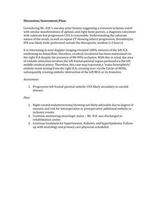 Case Report: Embolic Stroke | PDF