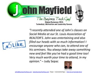 John Mayfield - Speaking Resume | PPTX
