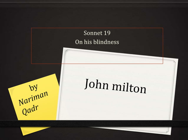 John milton,on his blindness | PPTX