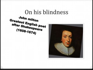 John milton,on his blindness | PPTX