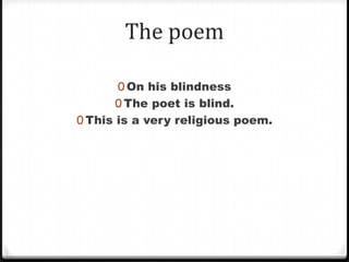 John milton,on his blindness | PPTX