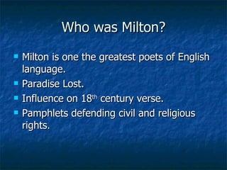 John milton 1608 1674 | PPT