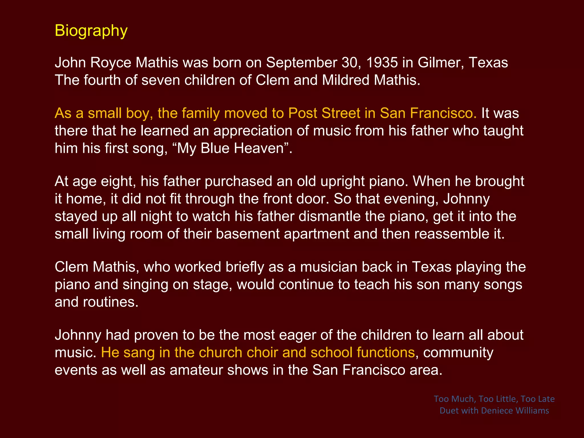 Johnny Mathis - Biography | PPS