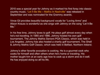 Johnny Mathis - Biography | PPS