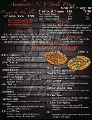 Johnny's New York Style Pizza Menu | PDF