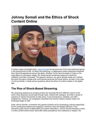 Johnny Somali and the Ethics of Shock Content Online | PDF