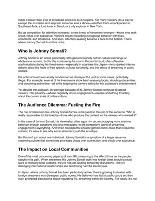 Johnny Somali and the Toxic Shift in IRL Streaming | PDF