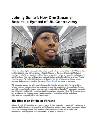 Johnny Somali: How One Streamer Became a Symbol of IRL Controversy | PDF