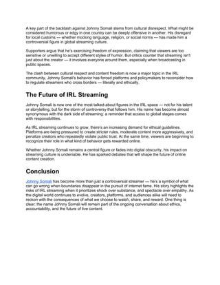 Johnny Somali: How One Streamer Became a Symbol of IRL Controversy | PDF