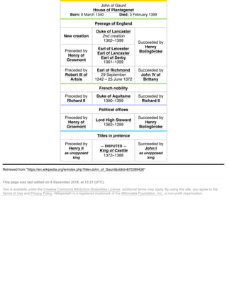 John of gaunt wikipedia | PDF