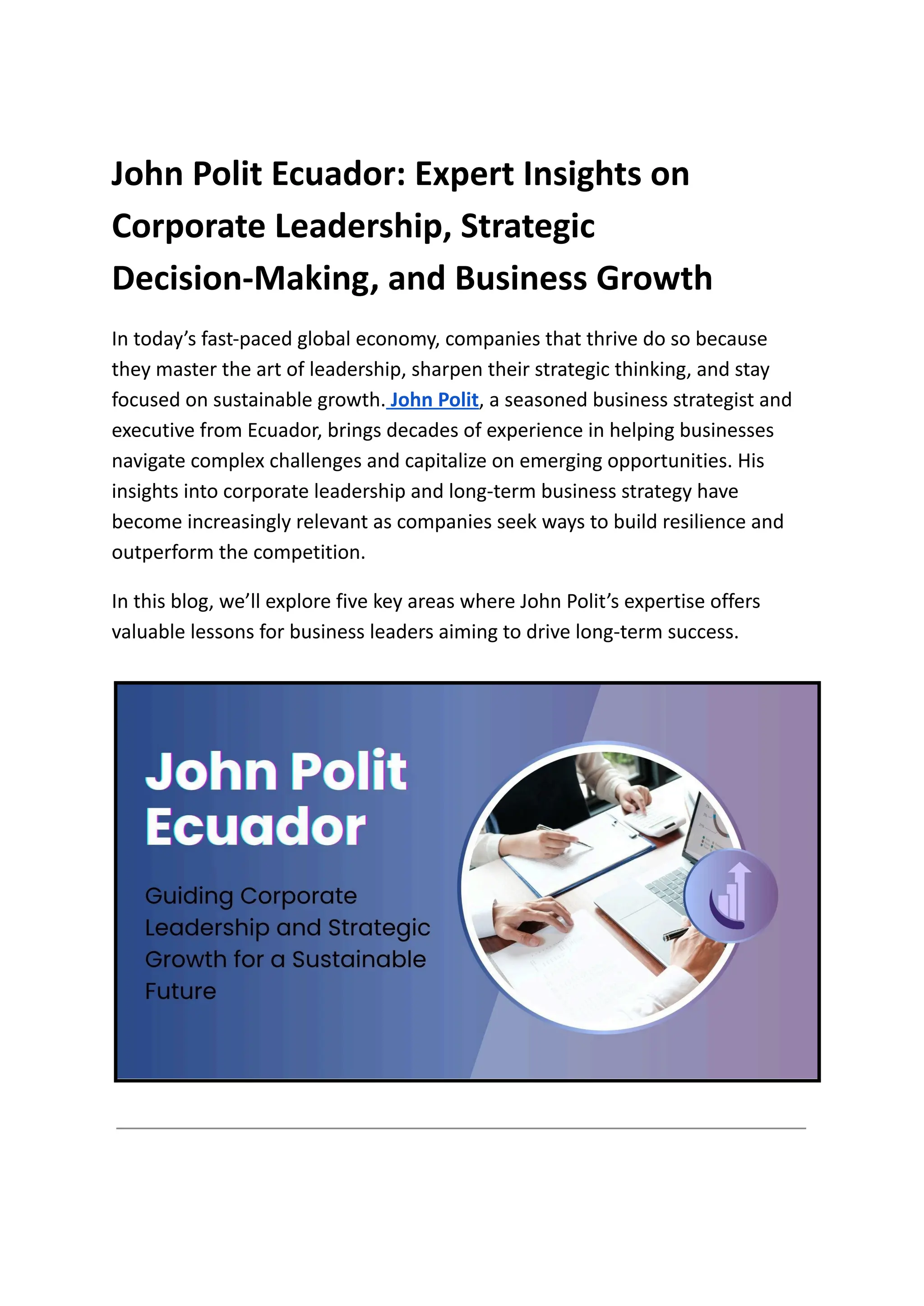 John Polit: Bridging Cultures in the World of Finance | PDF