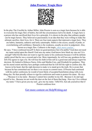 John Proctor Tragic Hero Essay | PDF | Christianity | Religion ...
