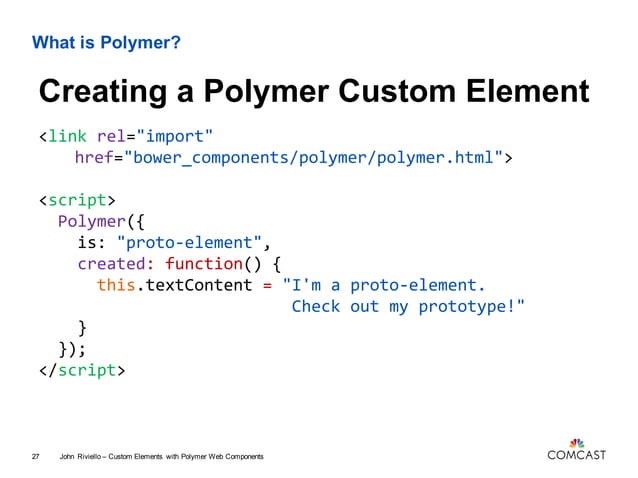 Custom Elements with Polymer Web Components #econfpsu16 | PPT