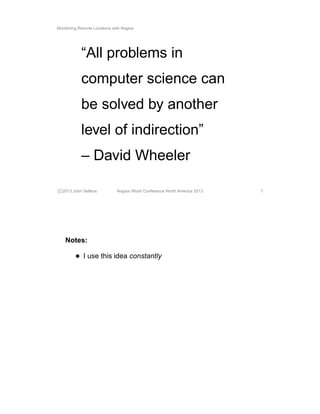 Nagios Conference 2013 - John Sellens - Monitoring Remote Locations with Nagios | PDF | Computer ...