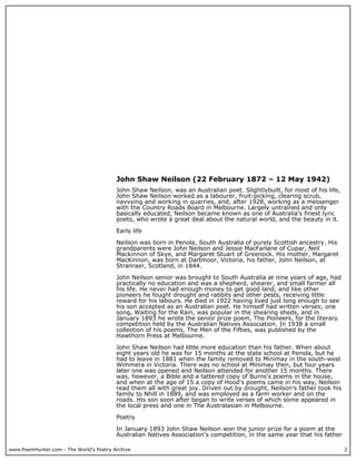 John shaw neilson poems | PDF