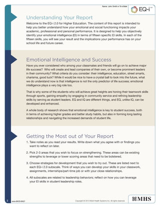 EQ-i Student Comprehensive Report | PDF | Professional School ...