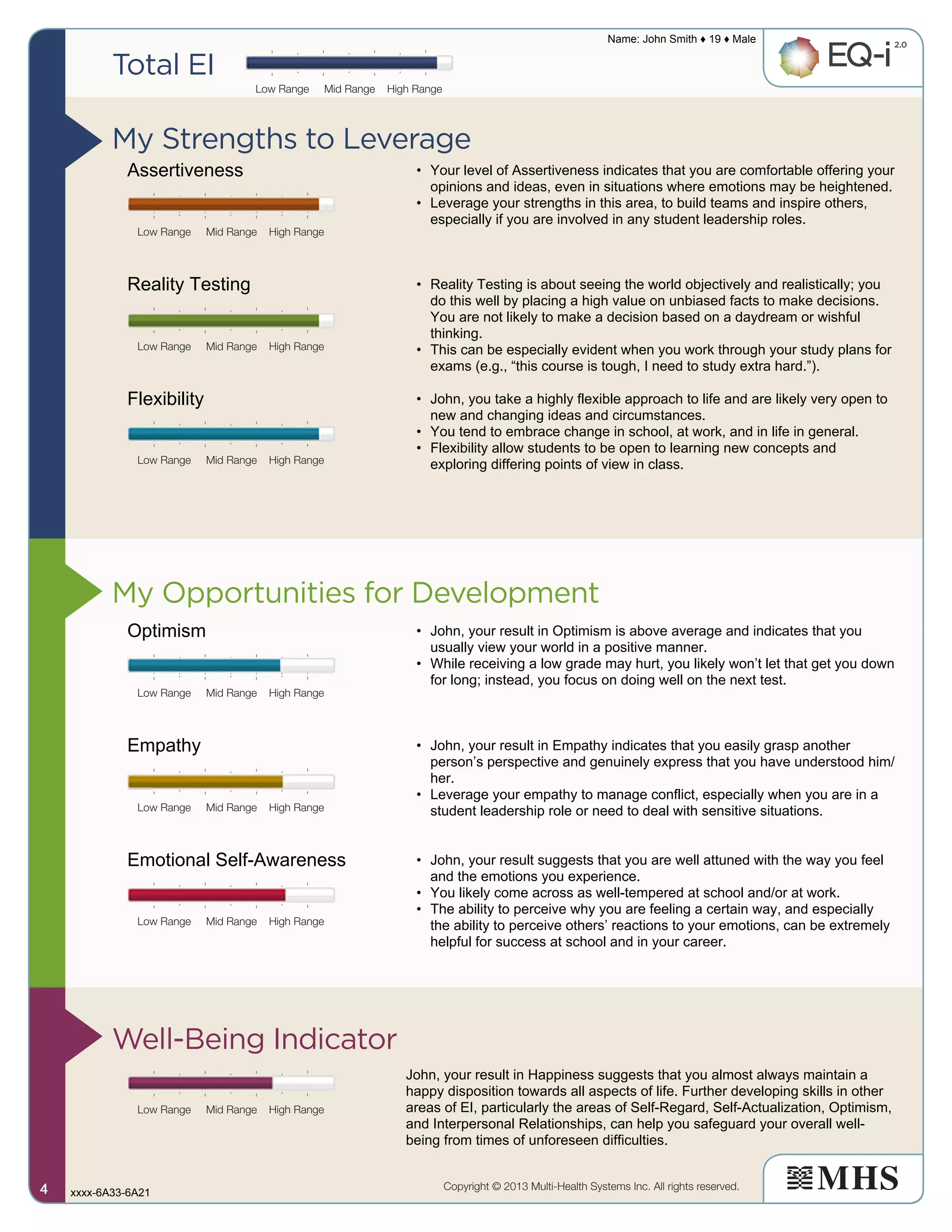 EQ-i Student Summary Report | PDF