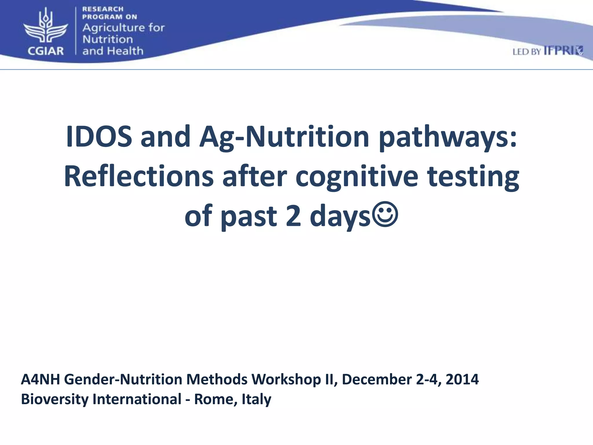 Day 3 - Johnson and Harris - Reflections on Gender and Ag-Nutrition ...
