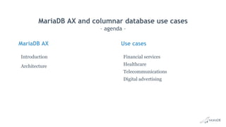 Data Con LA 2018 - Why use a columnar database for analytical workloads by Shane Johnson | PDF