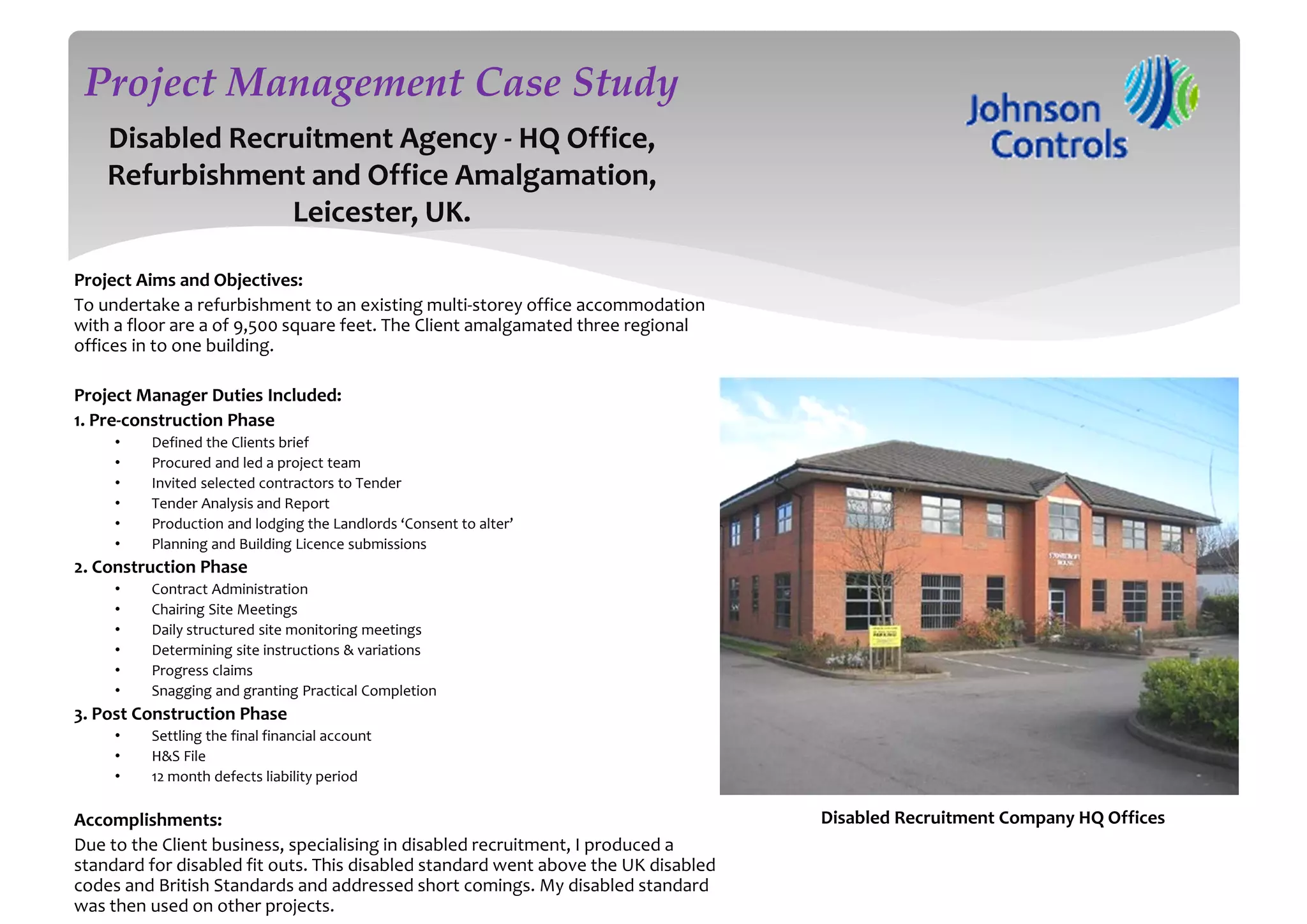 Johnson Controls case studies - Commercial Project Management | PPT