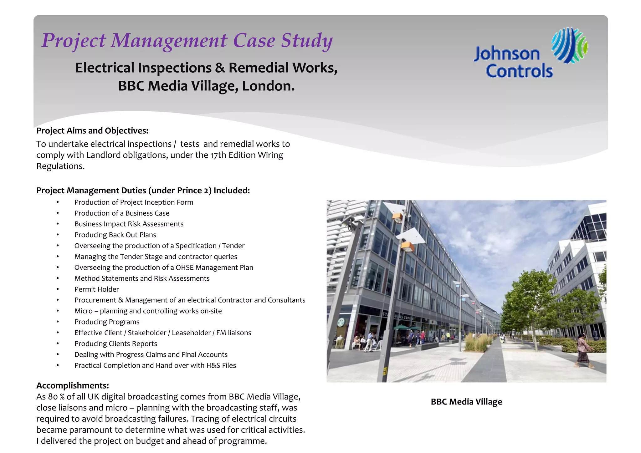 Johnson Controls case studies - Commercial Project Management | PPT