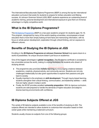 Johnson Grammar School_ Excellence in IB Diploma Programme (IBDP ...