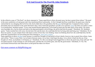John Steinbeck The Pearl Essay | PPT