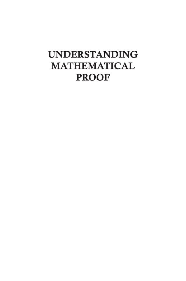 Understanding Mathematical Proof | PDF