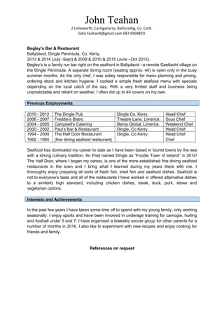 John teahan CV version 27 oct 2016 | PDF