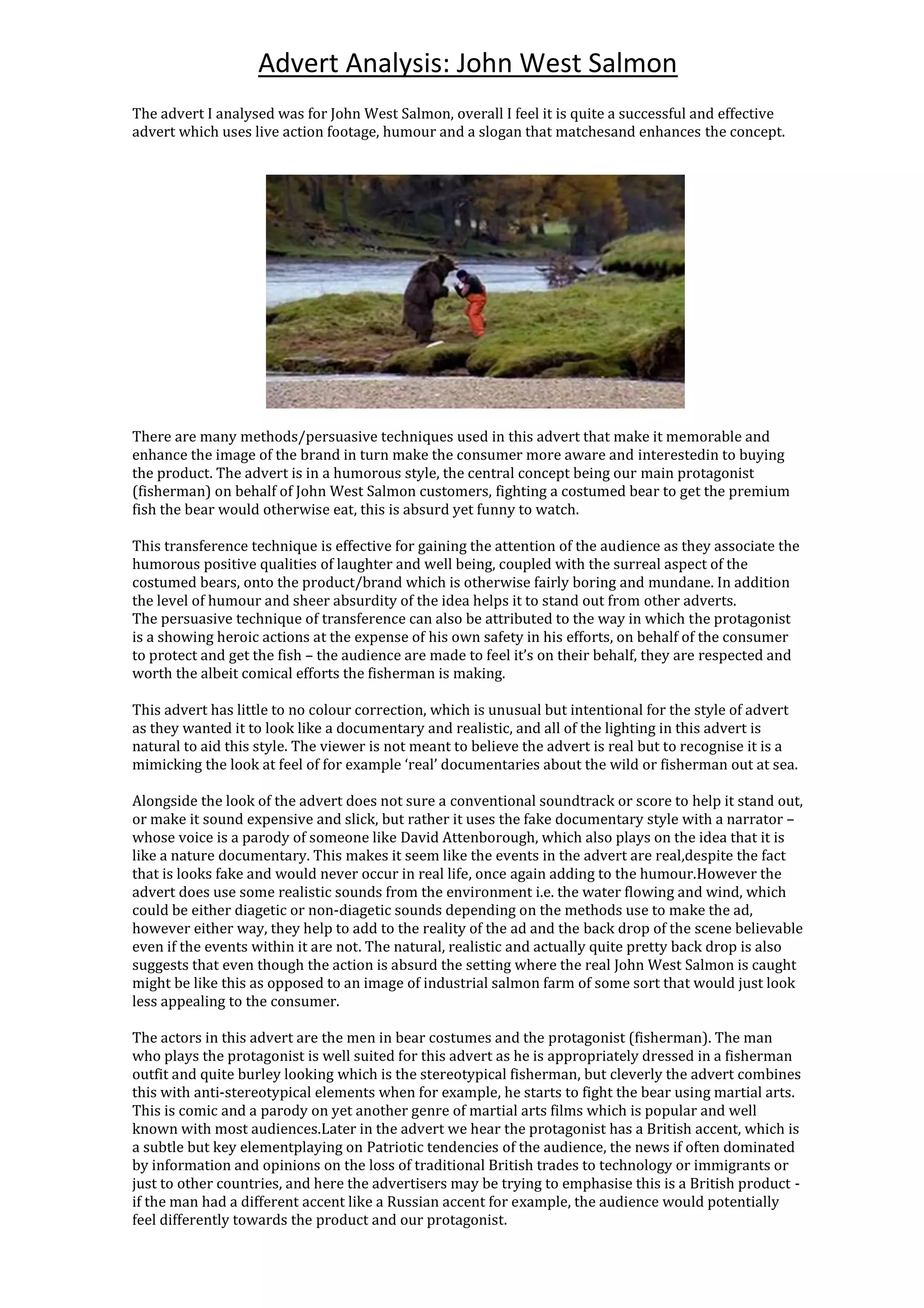 John west analysing adverts | DOCX