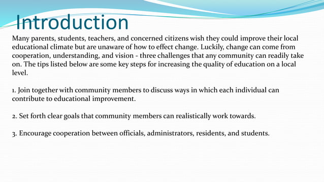 Ways to Improve Education Locally | PPT