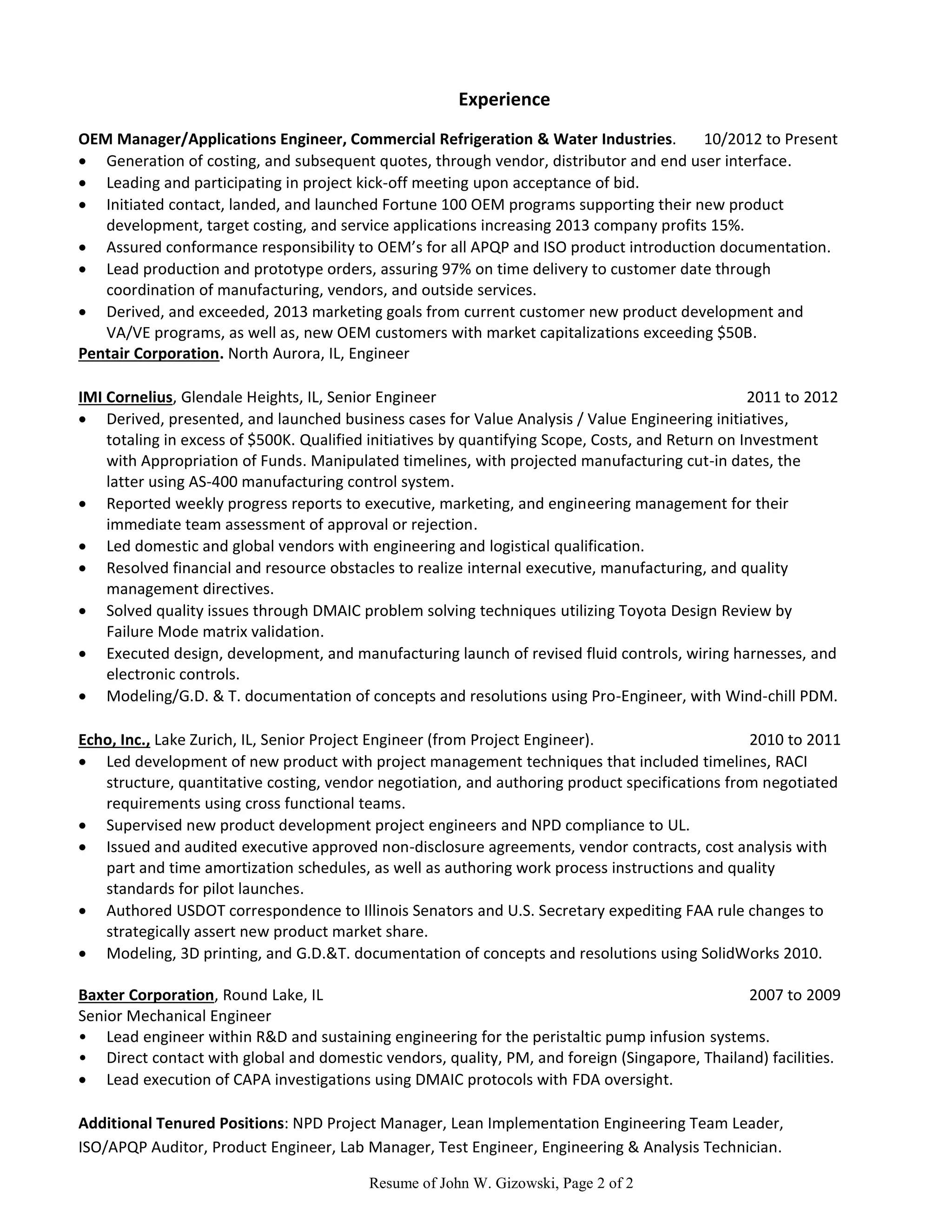 John G Gizowski PMP | PDF