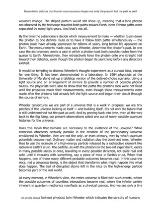John wheeler, physicist biocentrism dictates that human consciousness ...