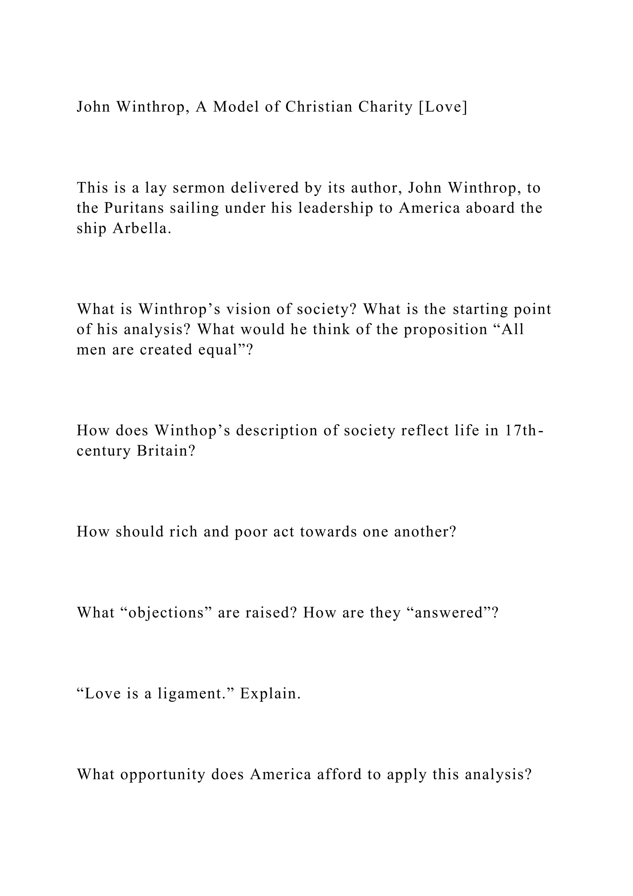 John Winthrop, A Model of Christian Charity [Love]This is a la.docx