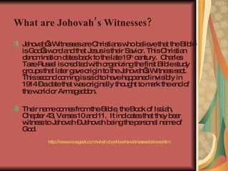 Johovah’S Witnesses | PPT