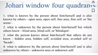 Johari window introduction to identifying the personality attributes | PPT
