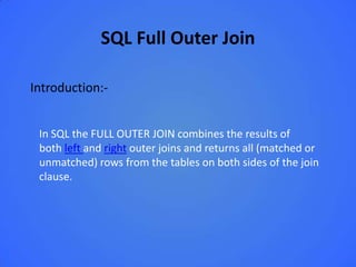 SQL OUTER JOIN Overview And Examples Sql Tutorial Cse Gyan, 60% OFF