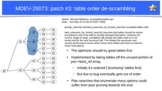 MariaDB's join optimizer: how it works and current fixes | PPT