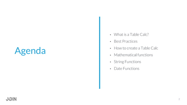 Join 2017 Deep Dive Table Calculations 101 Ppt Free Download